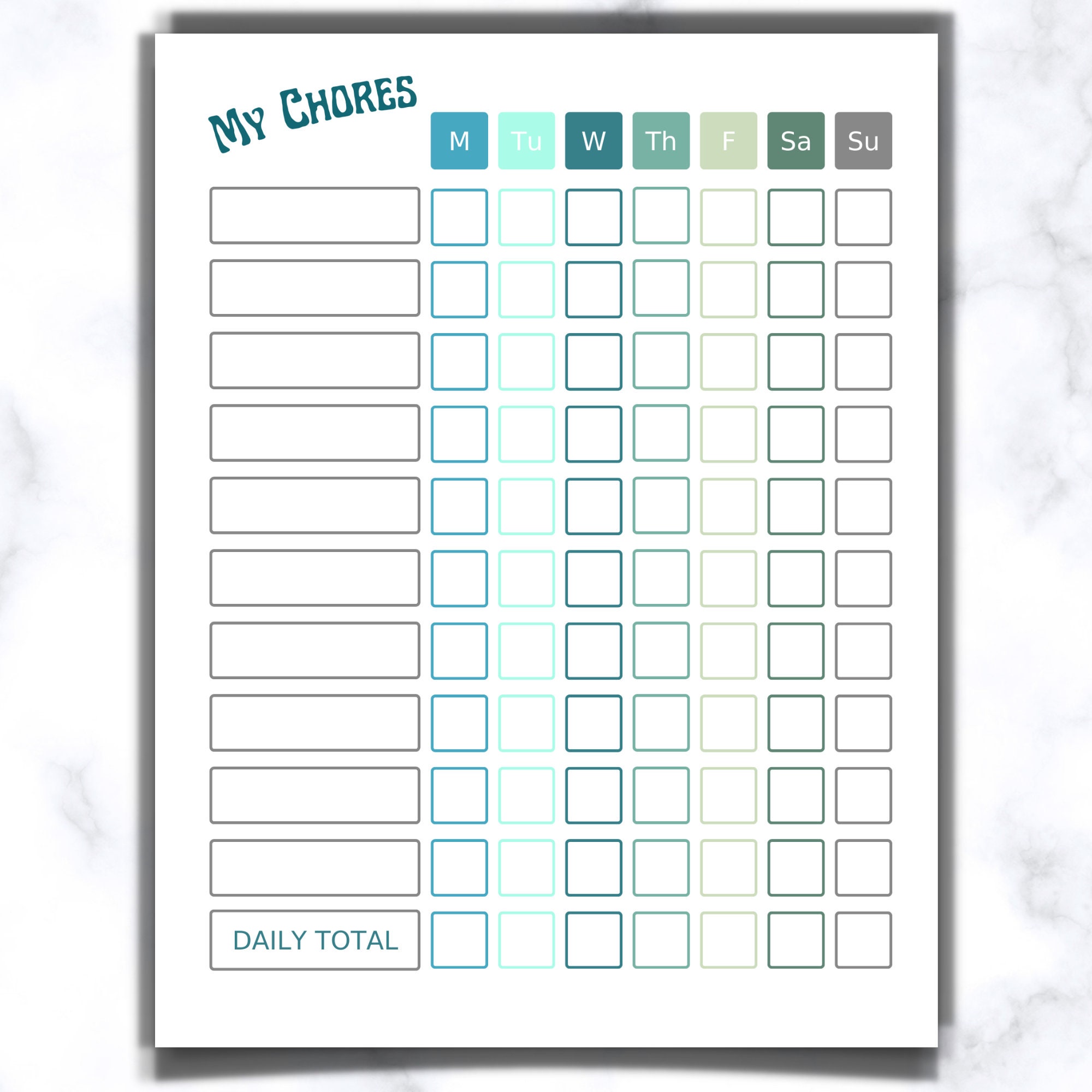 Chore Chart for Kids PDF, EDITABLE Chore Chart, Daily Chore Chart ...