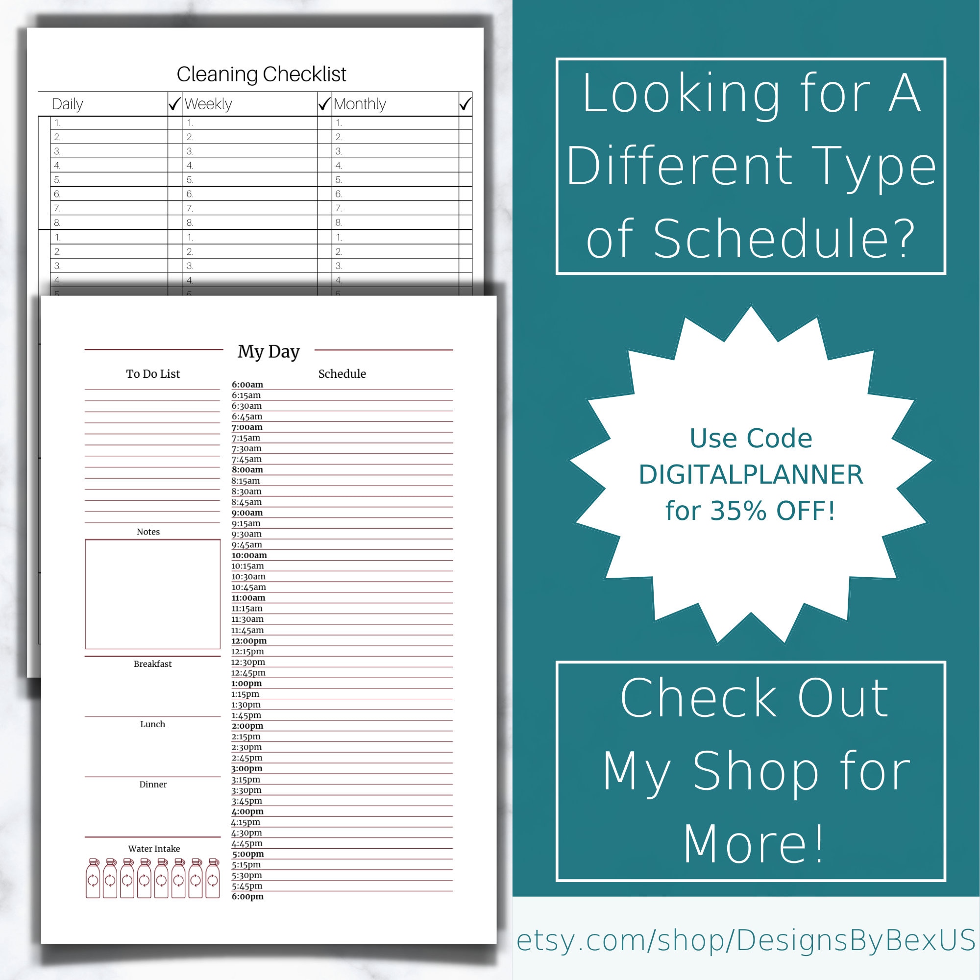 Time Block Schedule, Daily and Weekly Schedule With 15 Minute ...