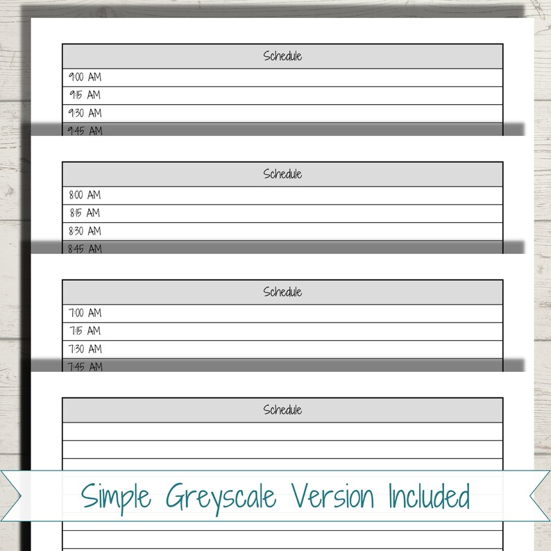 Daily Schedule Template: 15 Minute Time Blocks, Printable Planner ...
