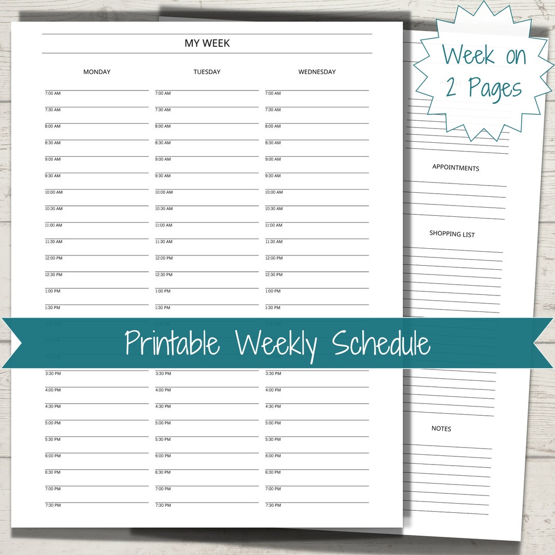 Week on Two Pages Printable Planner (digital Download) - Etsy