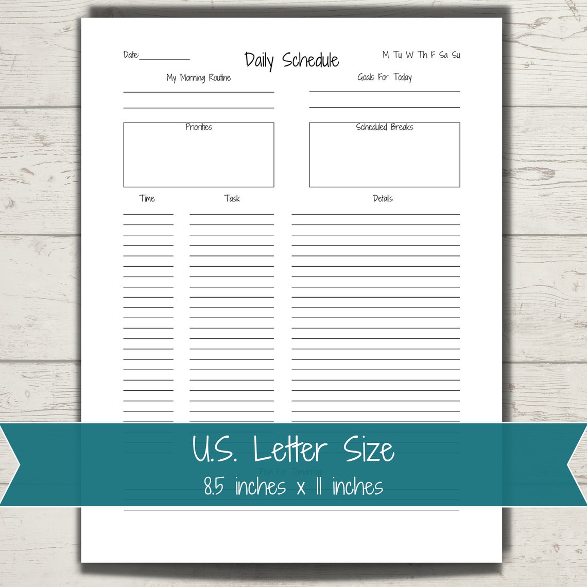 Daily Schedule Printable, Hourly Schedule Printable, Undated Planner ...