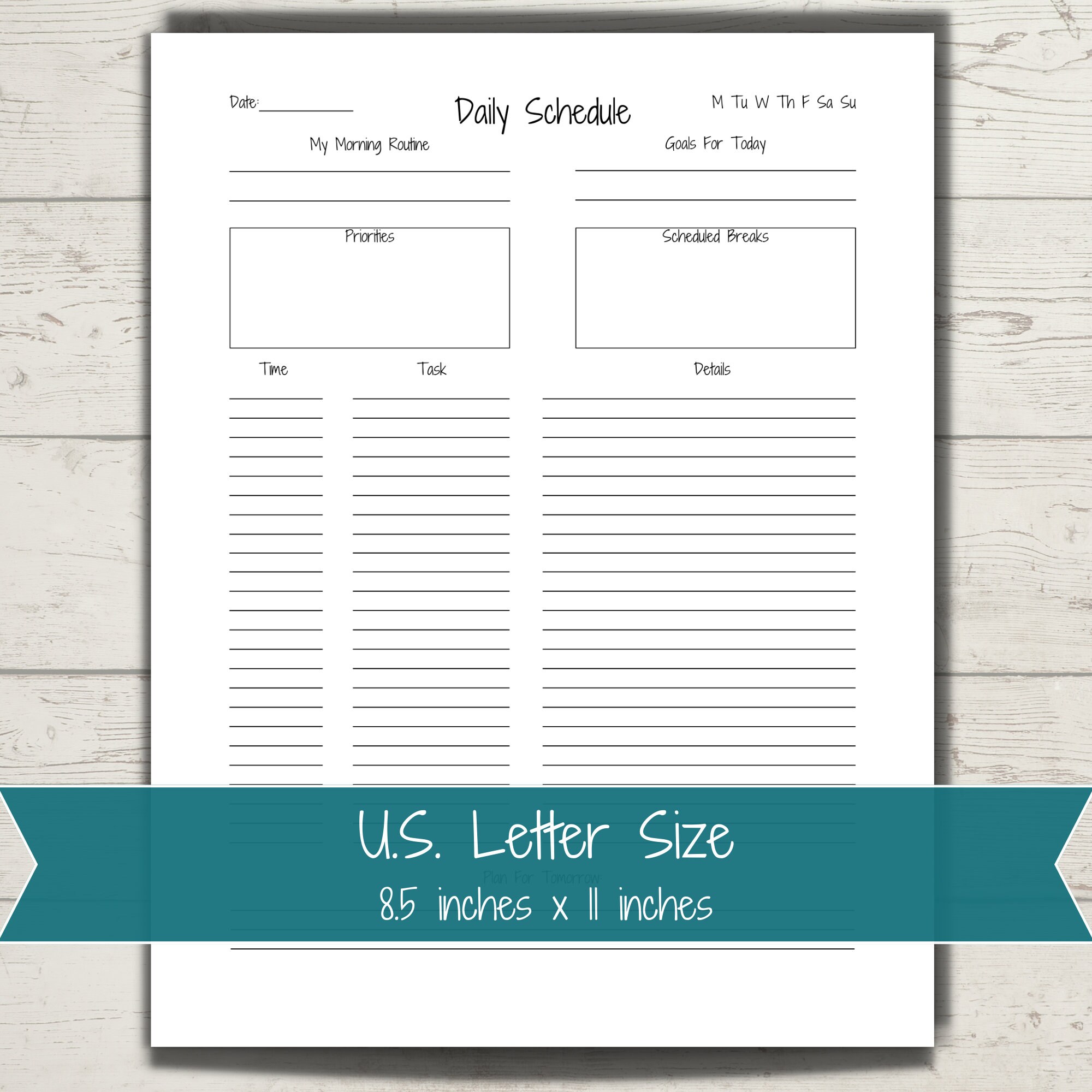 Daily Schedule Printable: Vertical & Horizontal Planner Bundle (PDF) - Etsy