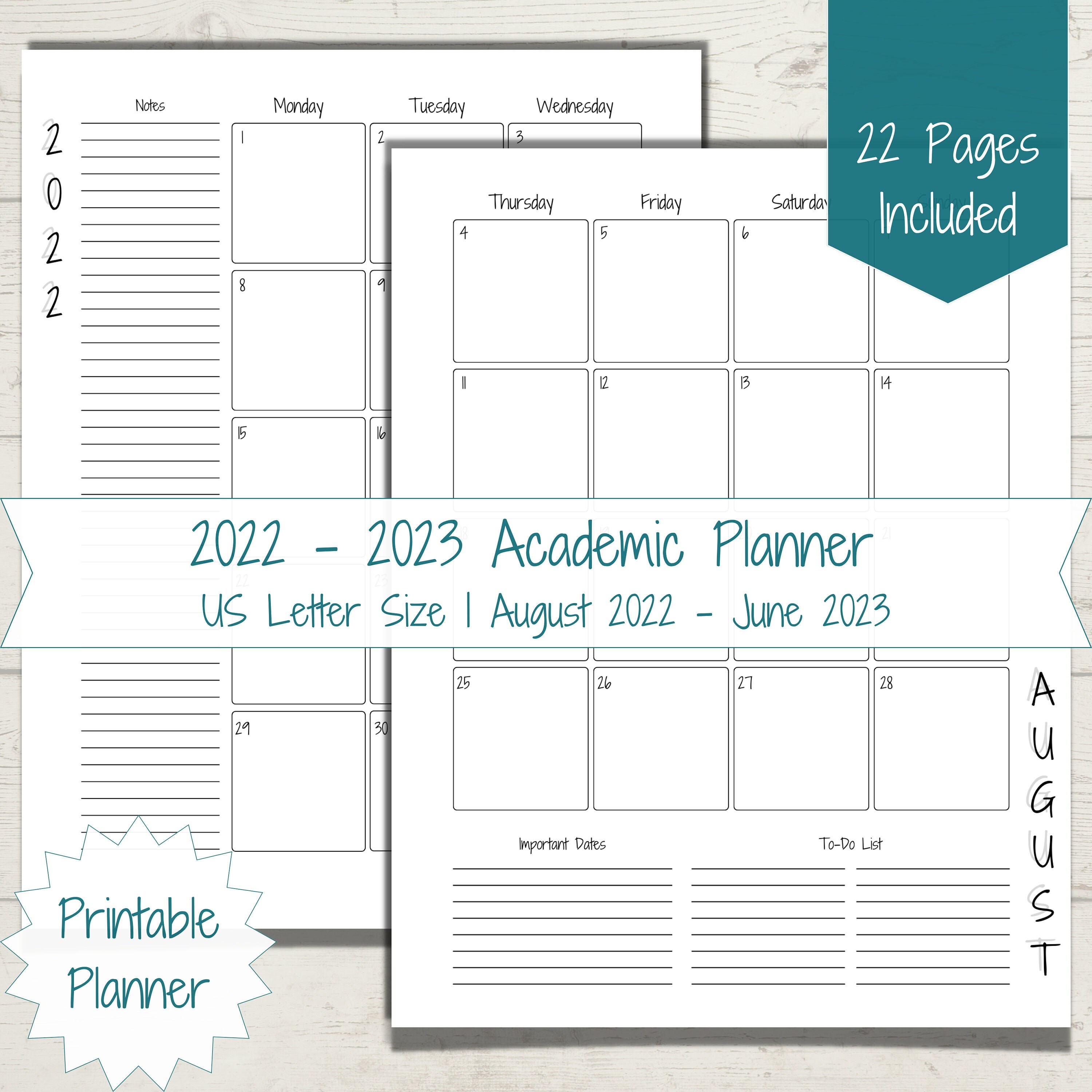 Weekly School Planner Template 2022