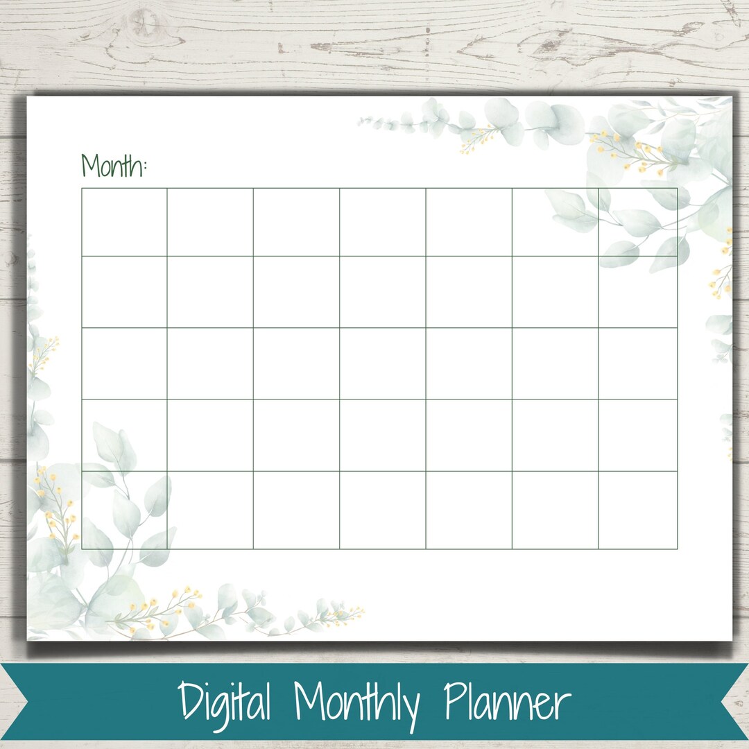 Nature-themed Undated Monthly Planner: Biophilic Design (PDF Printable ...