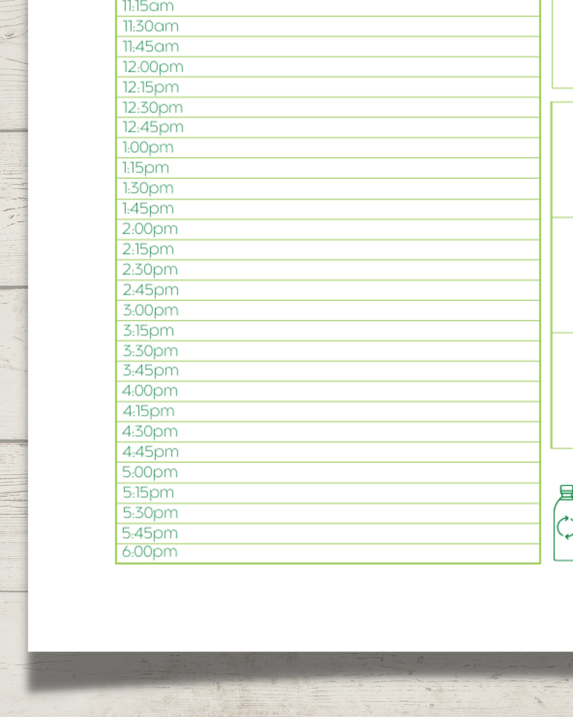 Daily Planner, 15 Minute Increments, Printable To-do List, Meal Planner ...