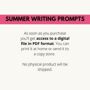 Summer Writing Prompts and Writing Paper - Etsy