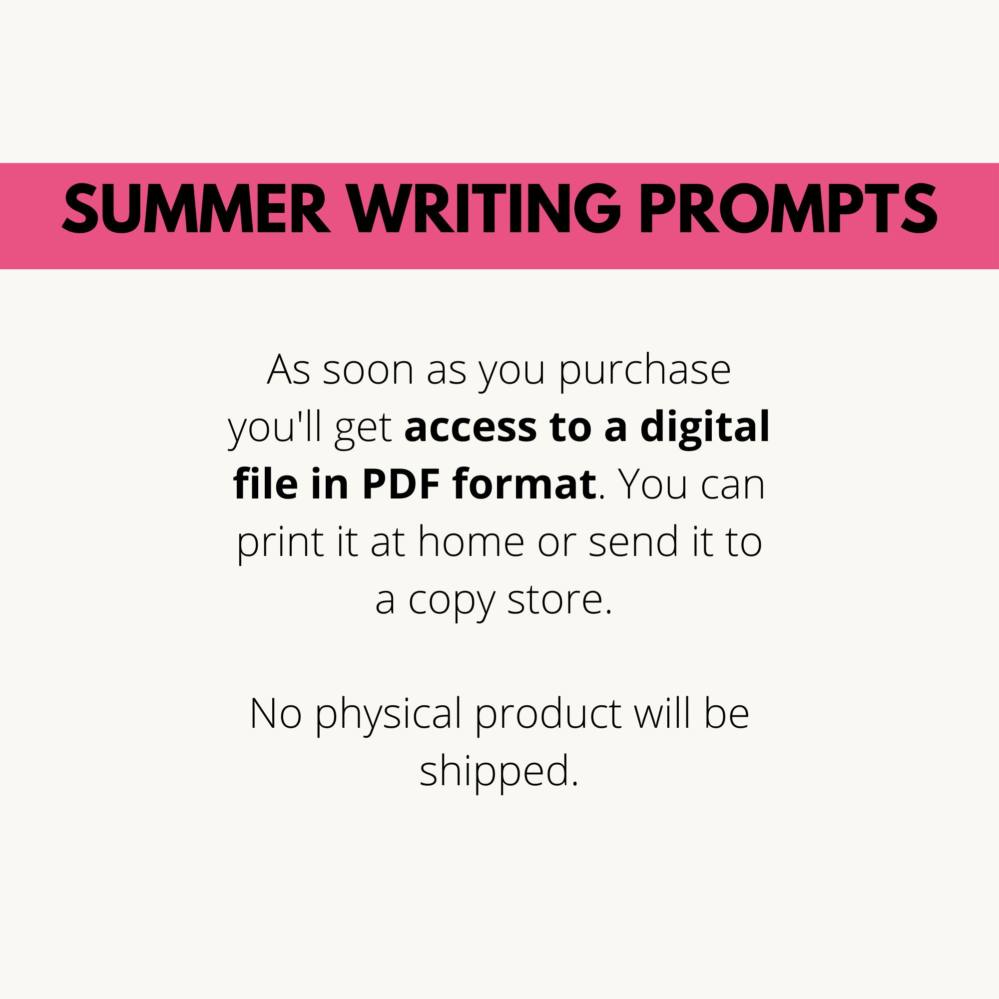 Summer Writing Prompts and Writing Paper - Etsy