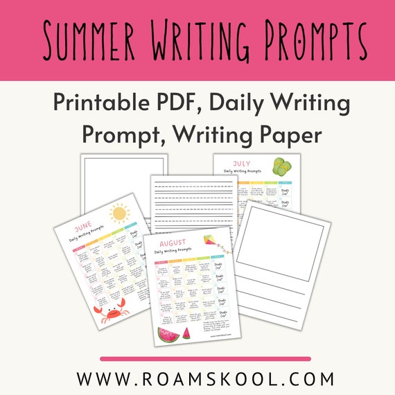 Summer Writing Prompts and Writing Paper - Etsy