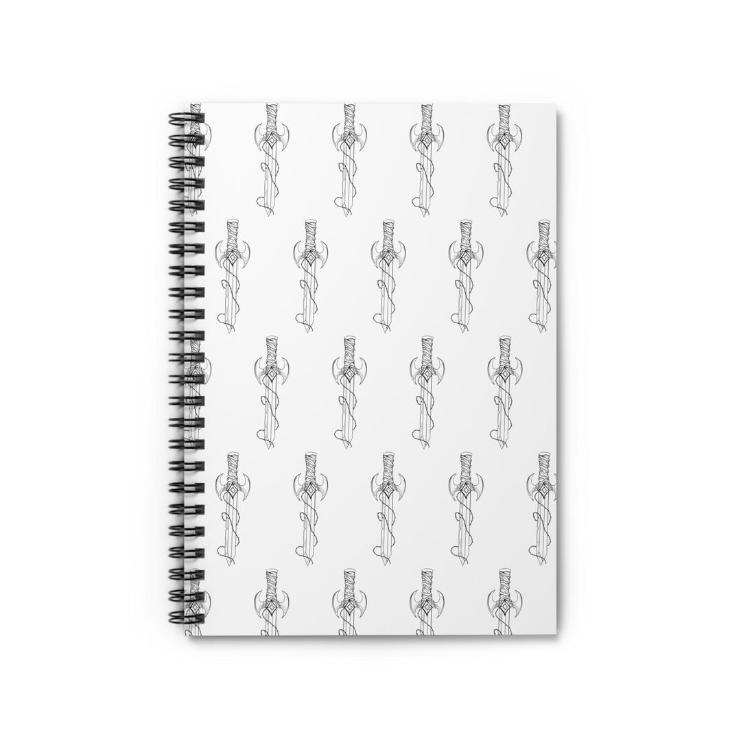 Sword Spiral Notebook, Pattern Ruled Line Journal, Hand Drawn Barbed ...