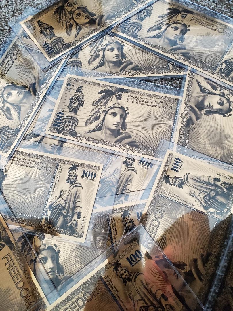 100 M,gram Freedom Goldback 1 Each of .999 Fine 24k Gold Protected ...