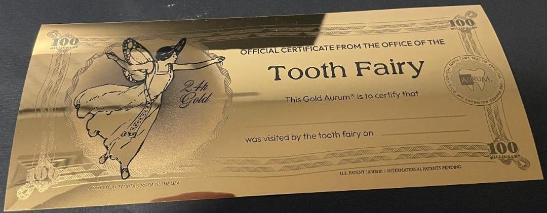 100 M,gram Tooth Fairy 1 Each of .999 Fine 24k Gold Protected Between ...