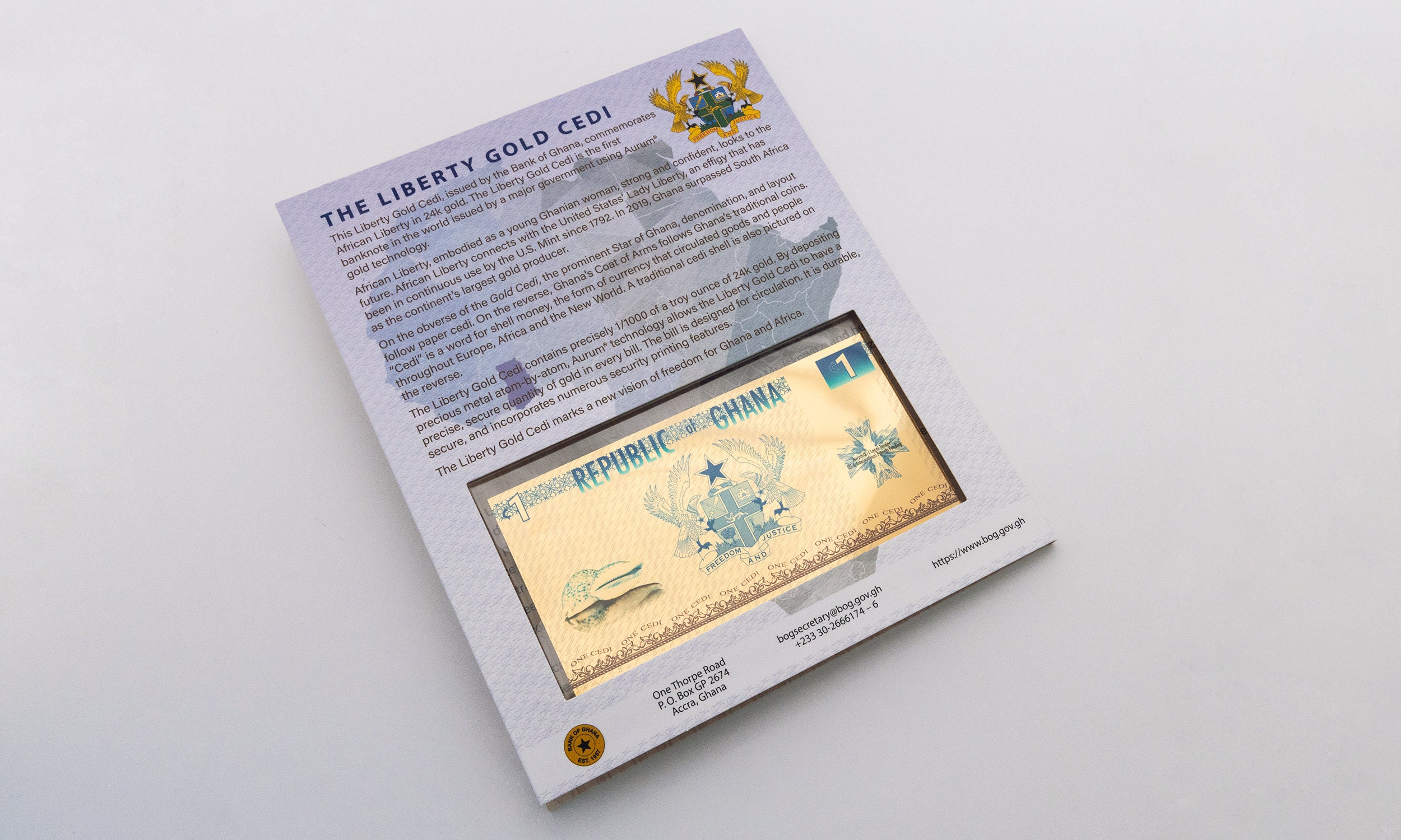 The Republic of Ghana’s 1 Cedi Gold Note Aurum® Technology. This Note ...