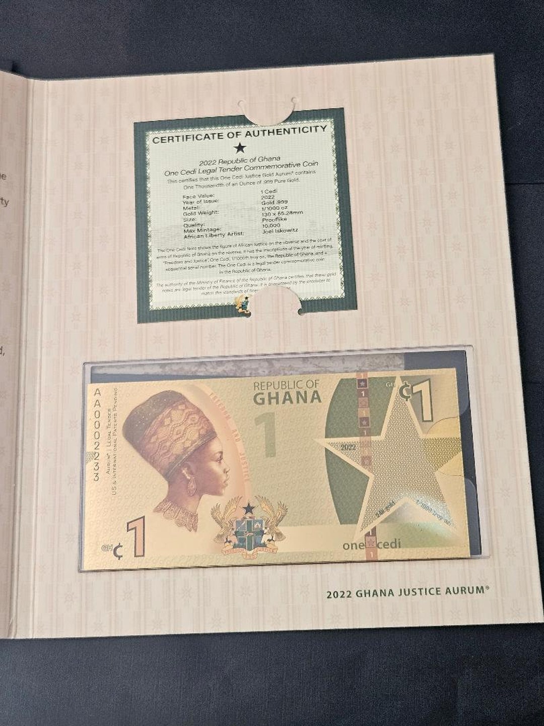 The Republic of Ghana’s 1 Cedi Gold Note Aurum® Technology. This Note ...