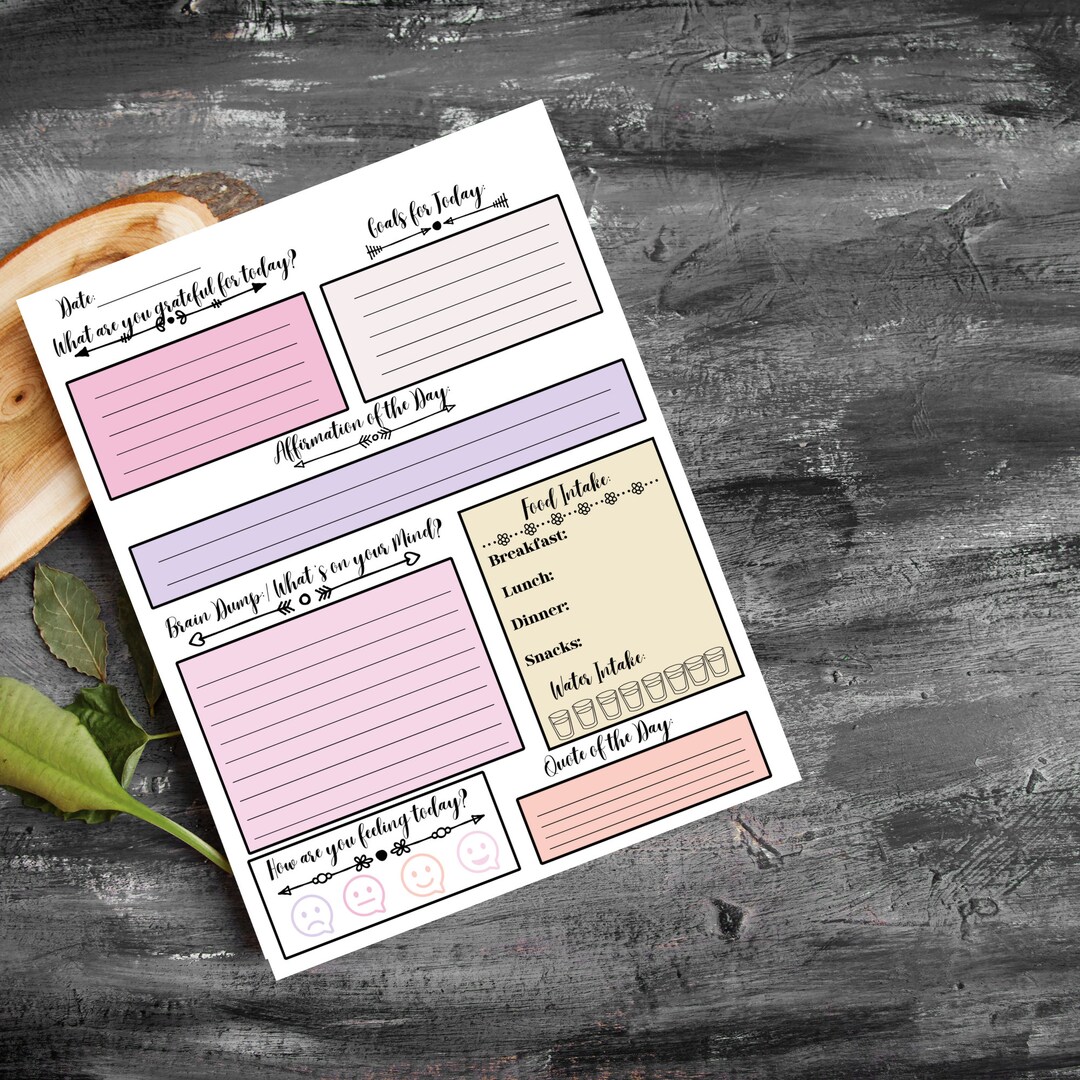 Daily Self Care Planner. Pastel Color Planner, Water Tracking ...
