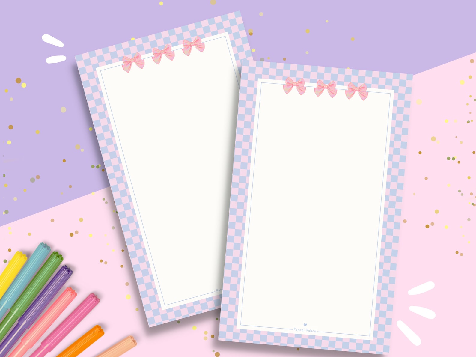 Cute Pink Bow Notepad / Coquette Cute Blue Stationery / to Do - Etsy