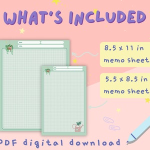 Plant Note Page Printable Green Grid Note Paper Plant - Etsy