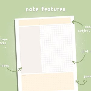 Digital Paper Template, Cornell Notes Printable / Pastel Note Paper ...