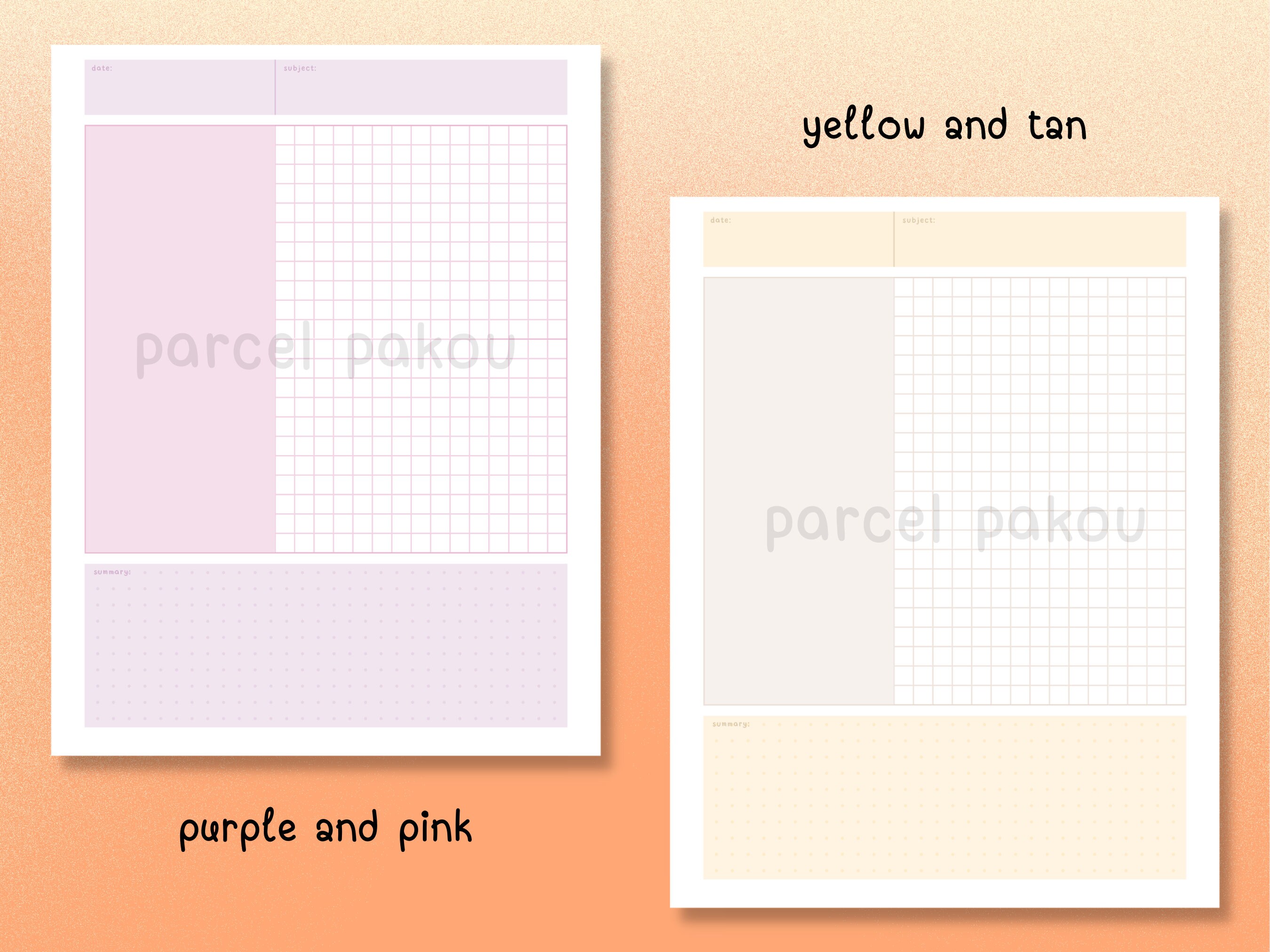 Digital Paper Template Cornell Notes Printable Pastel Note - Etsy