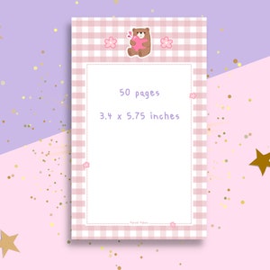 Cute Pink Bear Notepad / Kawaii Spring Flower Stationery / to Do List ...