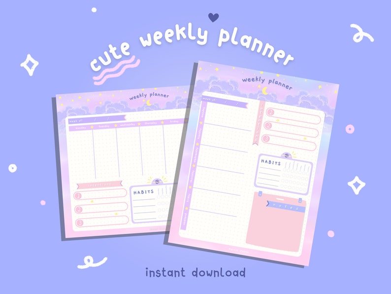 Weekly Planner Printable Template Goodnotes Digital Planner Undated ...