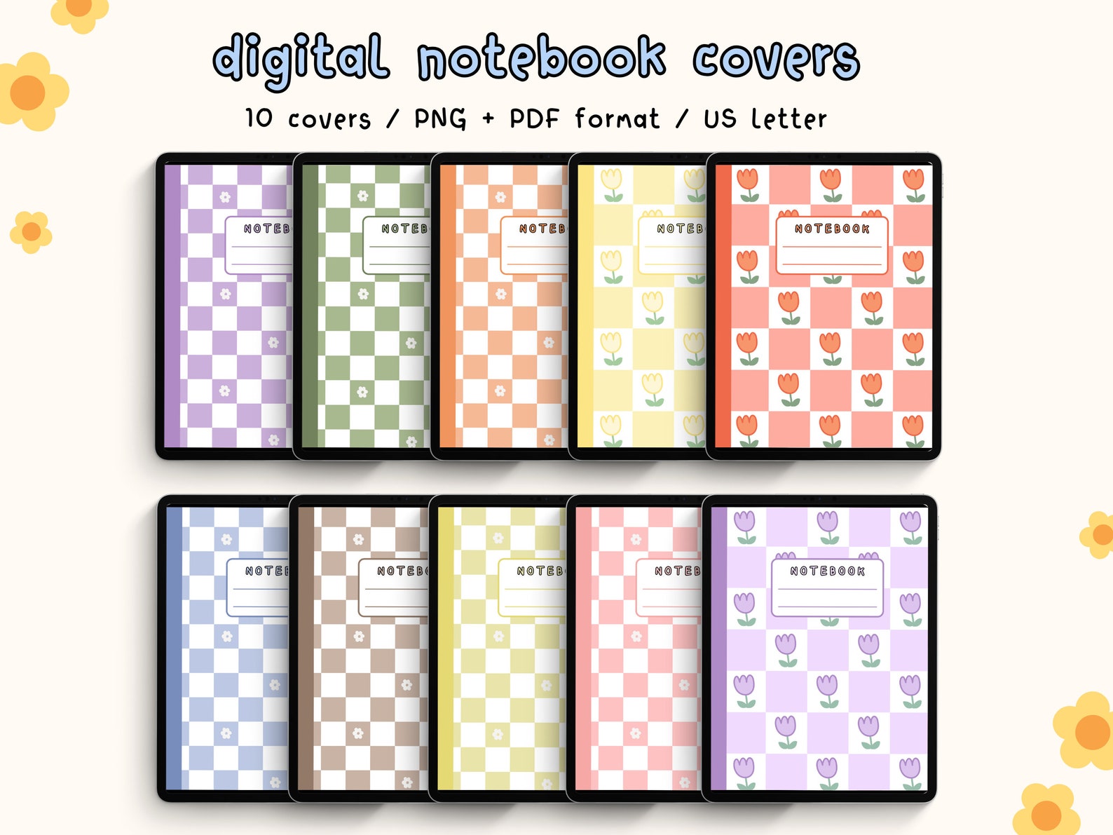 Notebook Covers for Goodnotes / Pastel Digital Notebook Cover / 10 ...