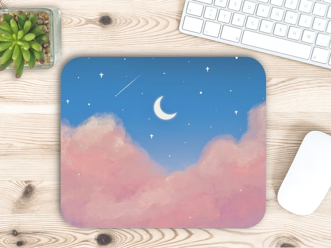 Cute Aesthetic Mouse Pad Small Kawaii Clouds Mouse Mat Celestial Moon ...