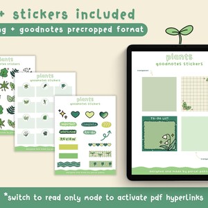 Cute Green Digital Notebook With Tabs / Kawaii Plants Digital Planner ...