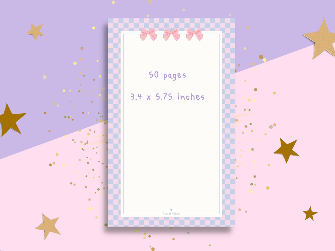 Cute Pink Bow Notepad / Coquette Cute Blue Stationery / to Do List Memo ...