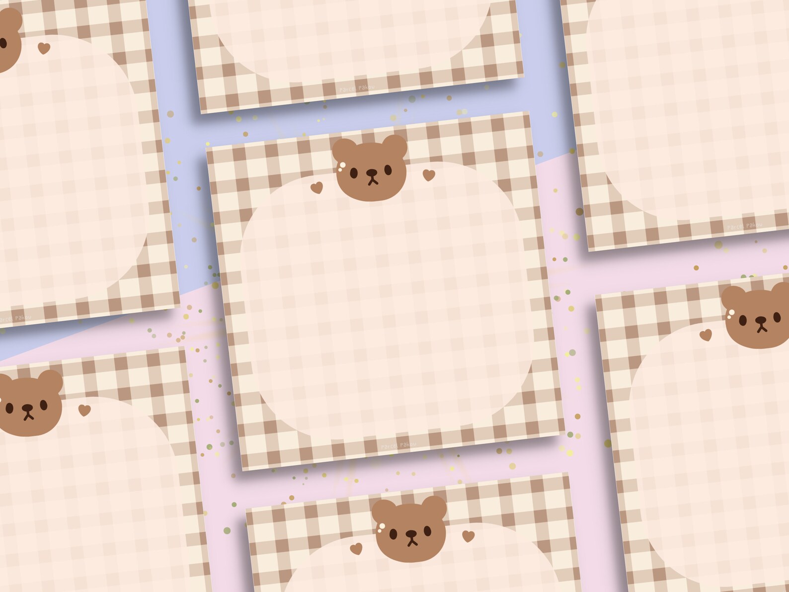 Kawaii Bear Notepad / Cute Gingham Stationery / to Do List Memo Pad ...