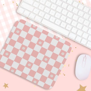 Cute Mouse Pad Pastel Checkerboard / Small Flower Mousepad / Pink ...