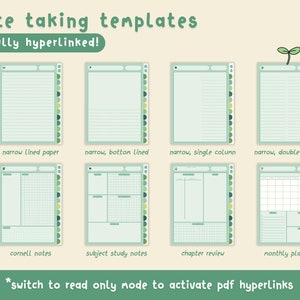 Cute Green Digital Notebook With Tabs / Kawaii Plants Digital Planner ...