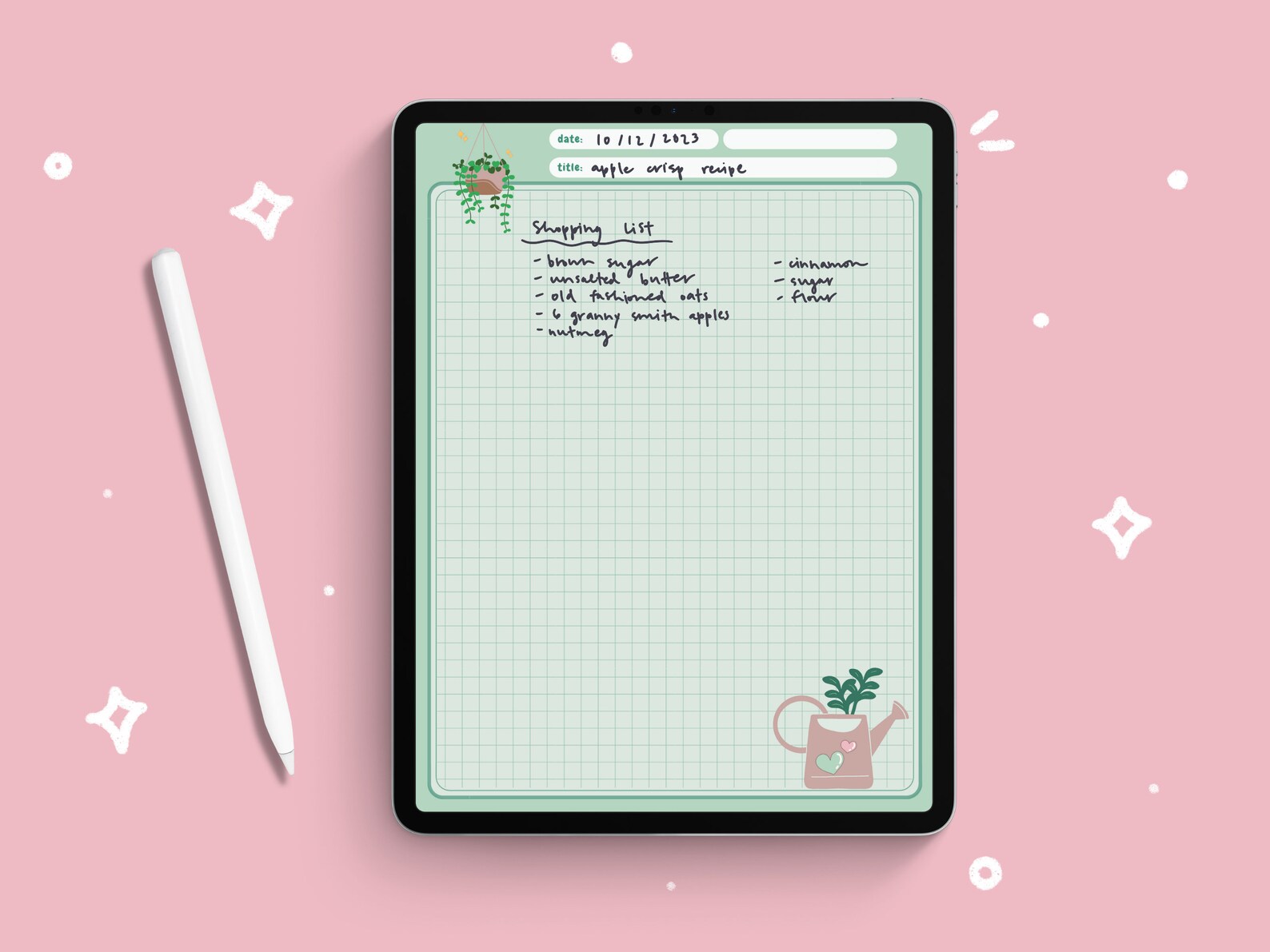 Plant Note Page Printable | Green Grid Note Paper | Plant Writing ...