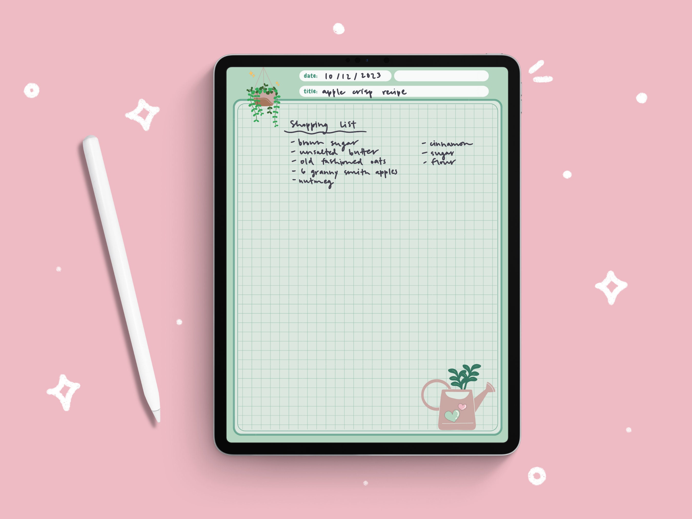 Plant Note Page Printable | Green Grid Note Paper | Plant Writing ...