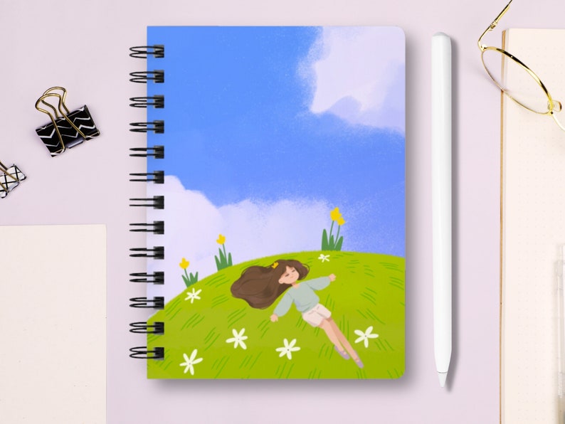 Cute Anime Girl Spiral Notebook / Lined Paper Aesthetic Ruled Journals ...