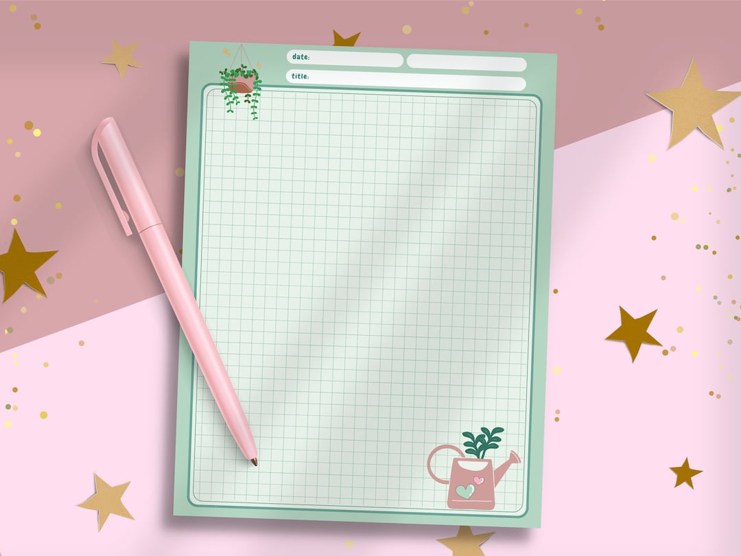 Plants Notepad | Grid Memo Paper | Green Plant Writing Paper | US ...