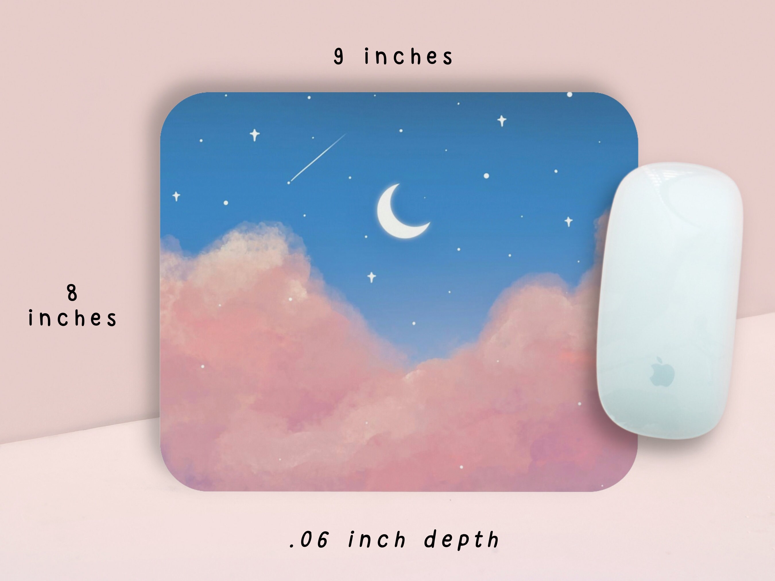 Cute Aesthetic Mouse Pad Small Kawaii Clouds Mouse Mat Celestial Moon ...