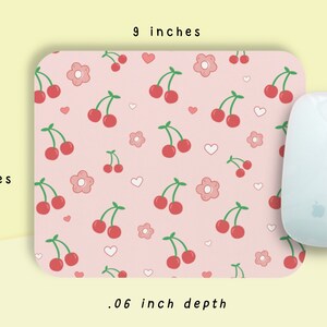 Cute Aesthetic Mouse Pad Small Pink Cherry Pattern Mouse Mat | Pastel ...