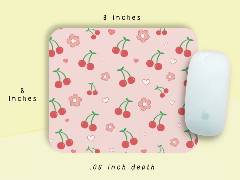 Cute Aesthetic Mouse Pad Small Pink Cherry Pattern Mouse Mat | Pastel ...