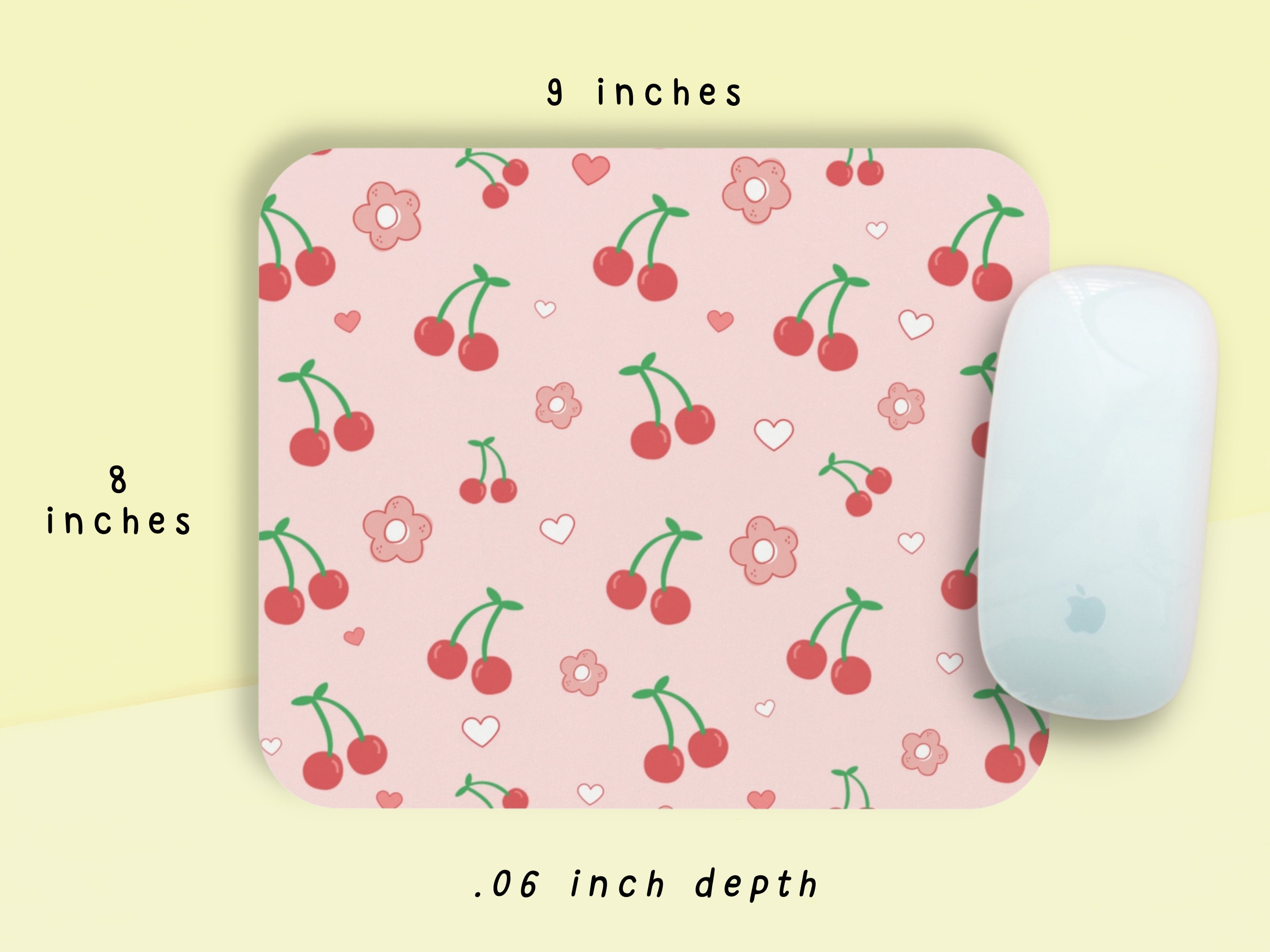 Cute Aesthetic Mouse Pad Small Pink Cherry Pattern Mouse Mat - Etsy