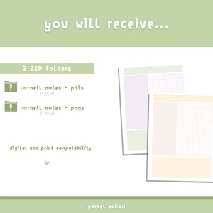 Digital Paper Template, Cornell Notes Printable / Pastel Note Paper ...