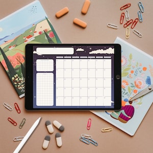 Printable Monthly Planner Clouds / Blank Desk Calendar / Cute - Etsy