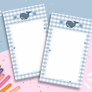 Kawaii Whale Notepad / Cute Ocean Animal Stationery / to Do List Memo ...
