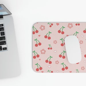 Cute Aesthetic Mouse Pad Small Pink Cherry Pattern Mouse Mat | Pastel ...