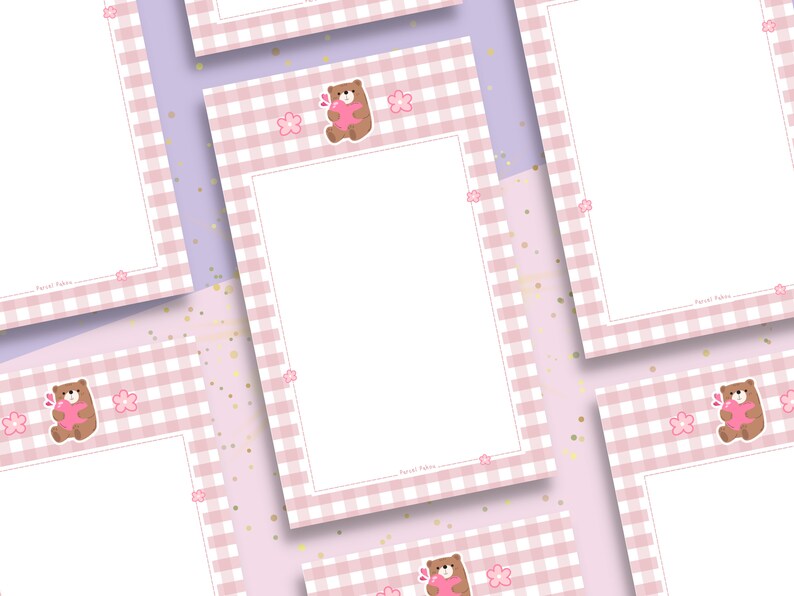 Cute Pink Bear Notepad / Kawaii Spring Flower Stationery / to Do List ...