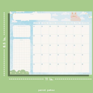Printable Monthly Planner Blue Sky / Blank Desk Calendar / Cute 2025 ...