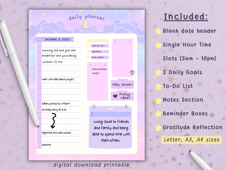 Daily Planner Printable Template Goodnotes Planner Digital - Etsy