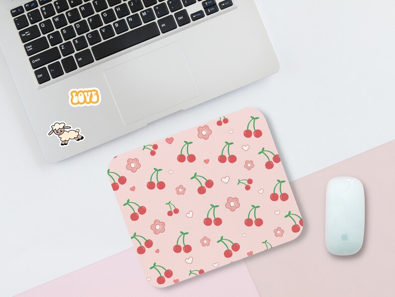 Cute Aesthetic Mouse Pad Small Pink Cherry Pattern Mouse Mat - Etsy