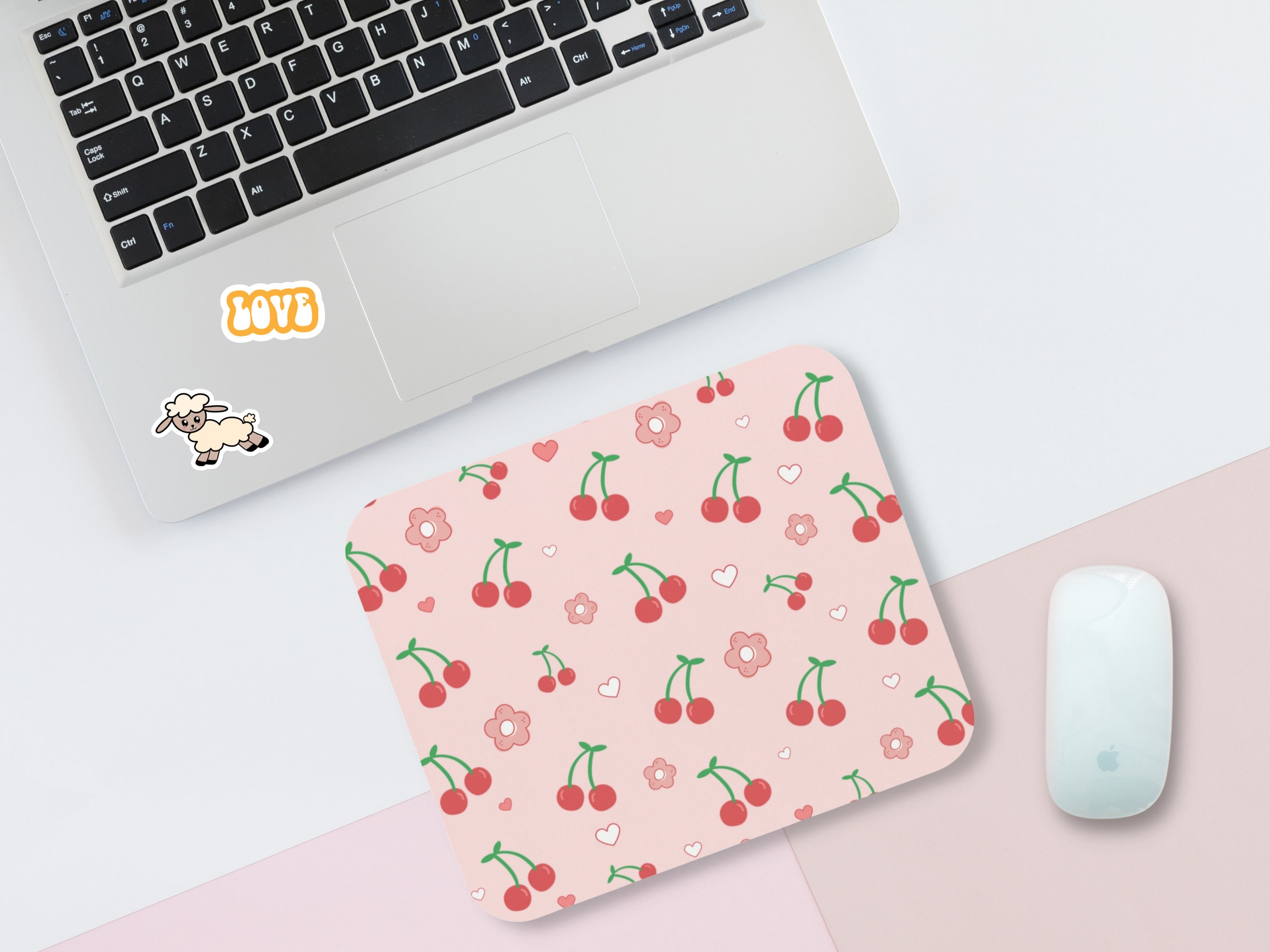 Cute Aesthetic Mouse Pad Small Pink Cherry Pattern Mouse Mat - Etsy