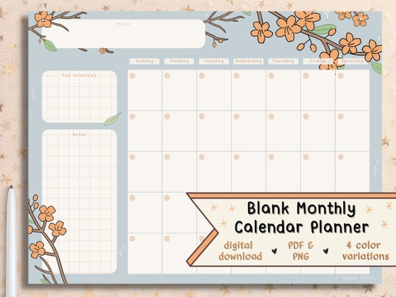 Cute Blank Calendar Template