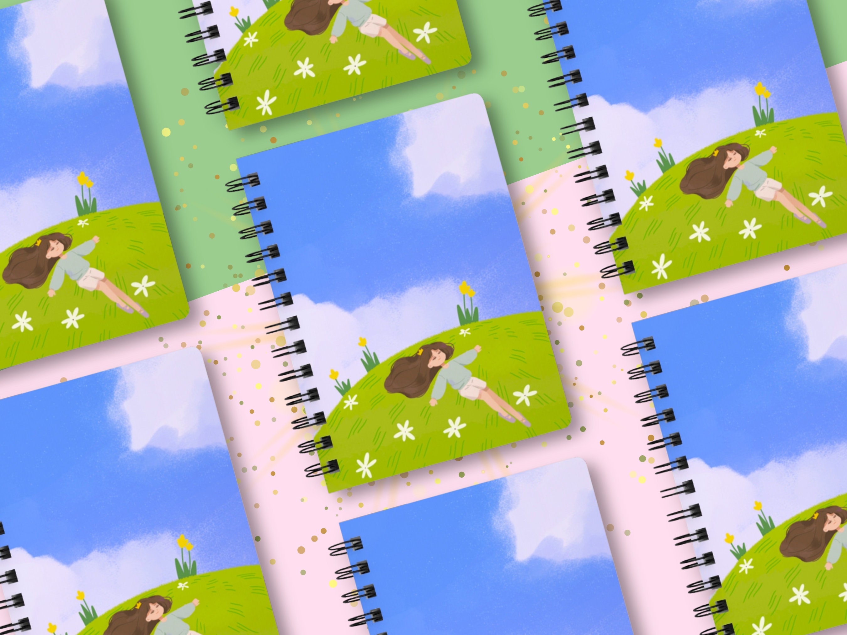 Cute Anime Girl Spiral Notebook / Lined Paper Aesthetic Ruled Journals ...